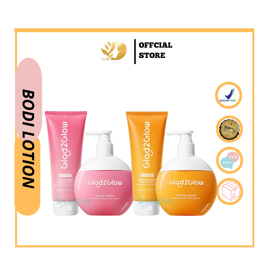 Jual Glad2Glow Creamy Berry Overnight Bright Hand Body Serum 300ml Body ...