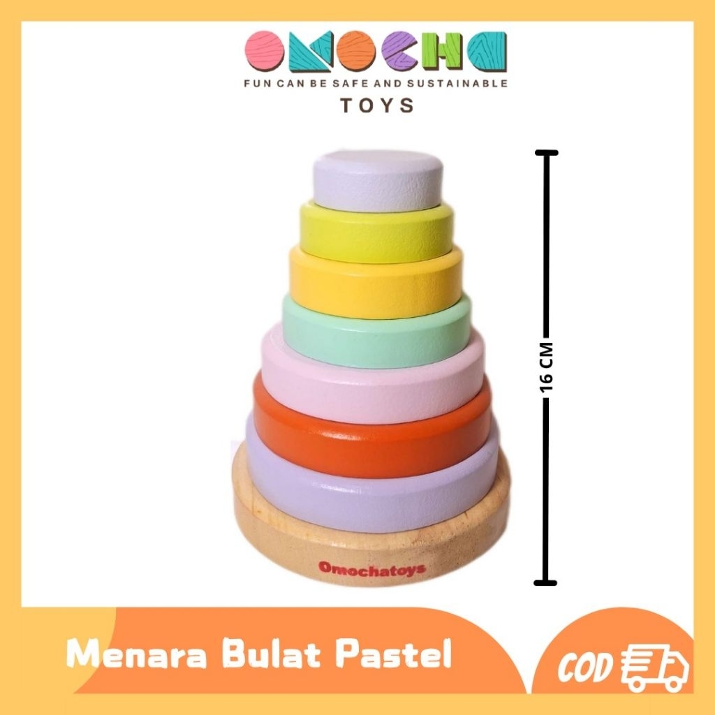 Jual WOODEN STACKING RING - Menara Bulat Pastel NEW Mainan Edukatif ...