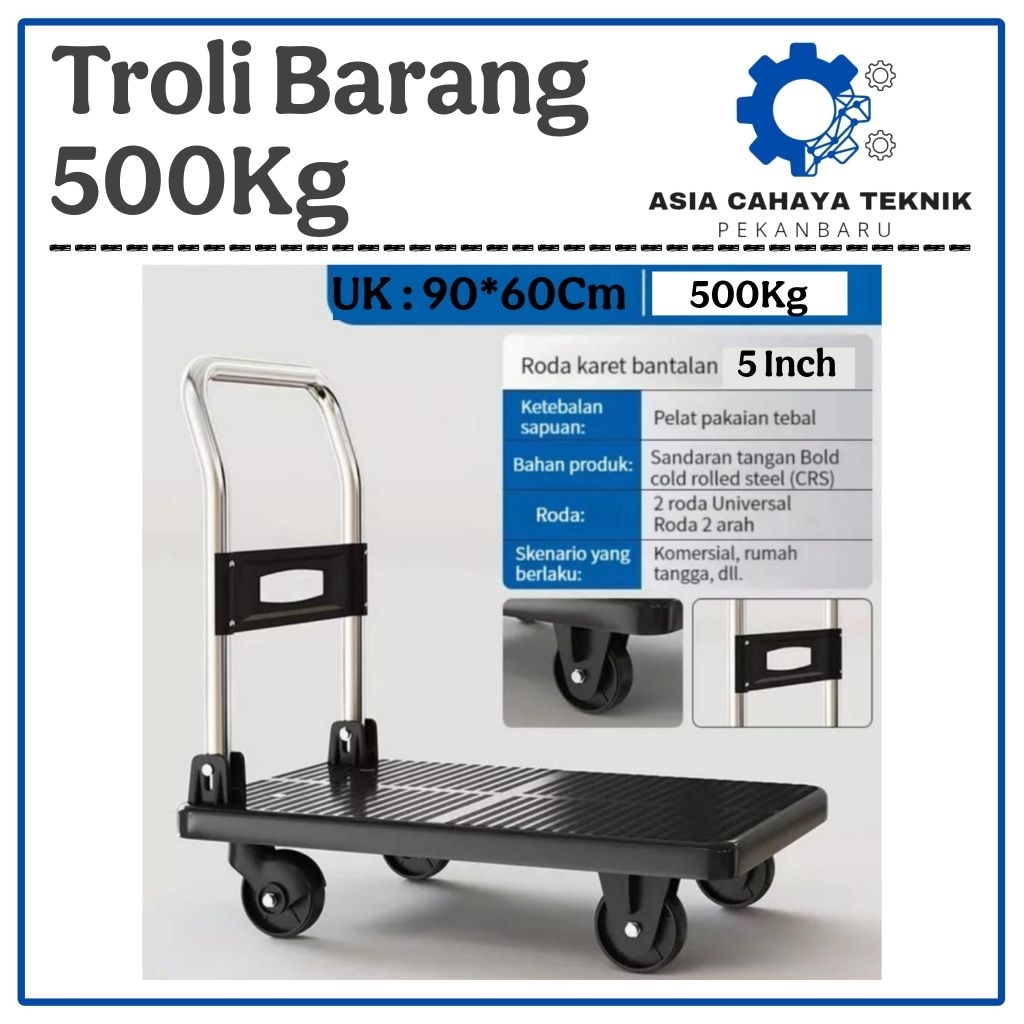 Jual Hand truck Troli Trolley Barang Lipat Hand Truck 500Kg 90Cm x 60Cm ...