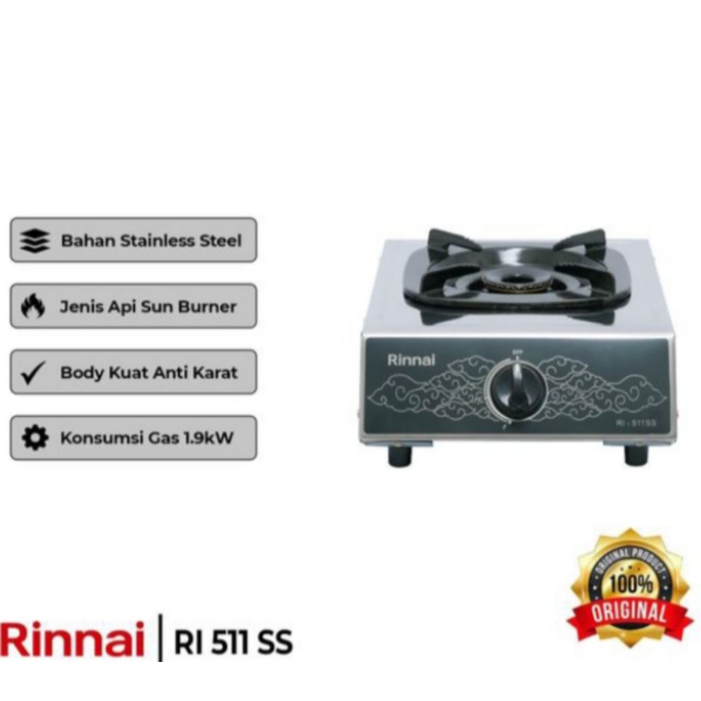Jual RINNAI RI-511 SS Kompor Gas 1 Tungku Stainless | Shopee Indonesia
