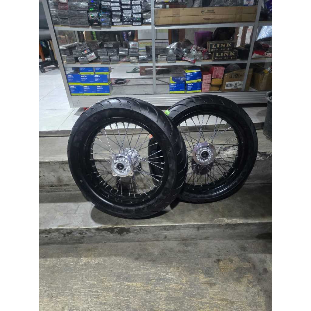 Jual Roda Set Supermoto KLX 300/350 Ban Maxxis Jumbo 120+140 Wheelset ...