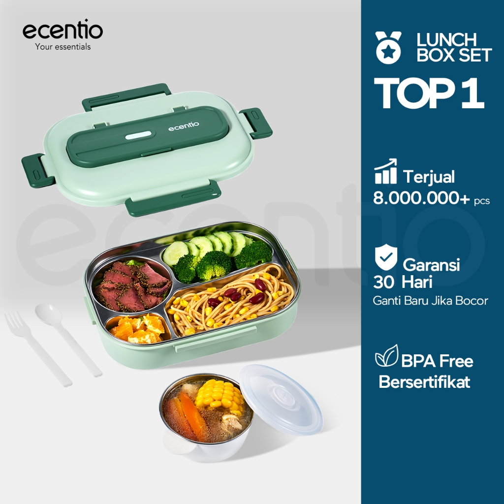 Jual ecentio lunch box empat kompartemen kapasitas besar 1500ml ...