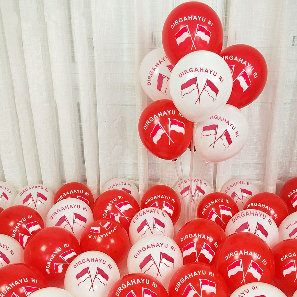 Jual [FS] 100pcs Balon Merah Putih Dan Bando Voil Bendera Merah Putih ...