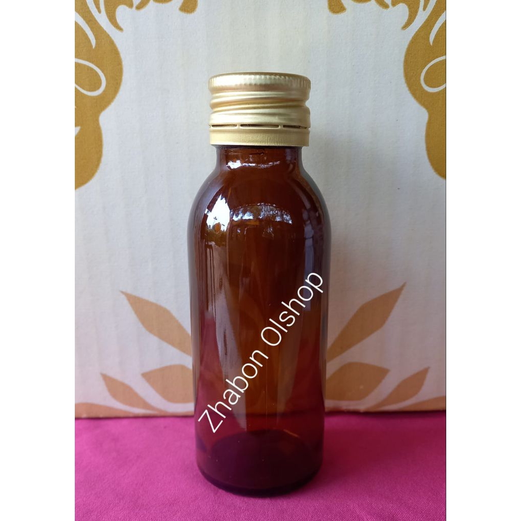Jual Botol kaca amber 100ml Tutup alumunium GOLD | Shopee Indonesia