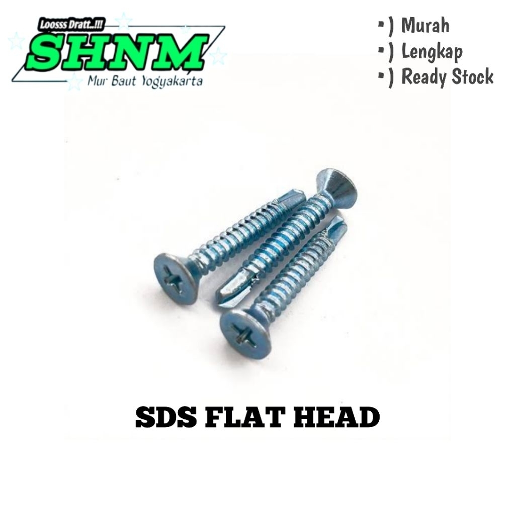Jual Sekrup SDS FH (+) 8x16 (1.5 cm) Drilling Flat Head Roffing Screw ...