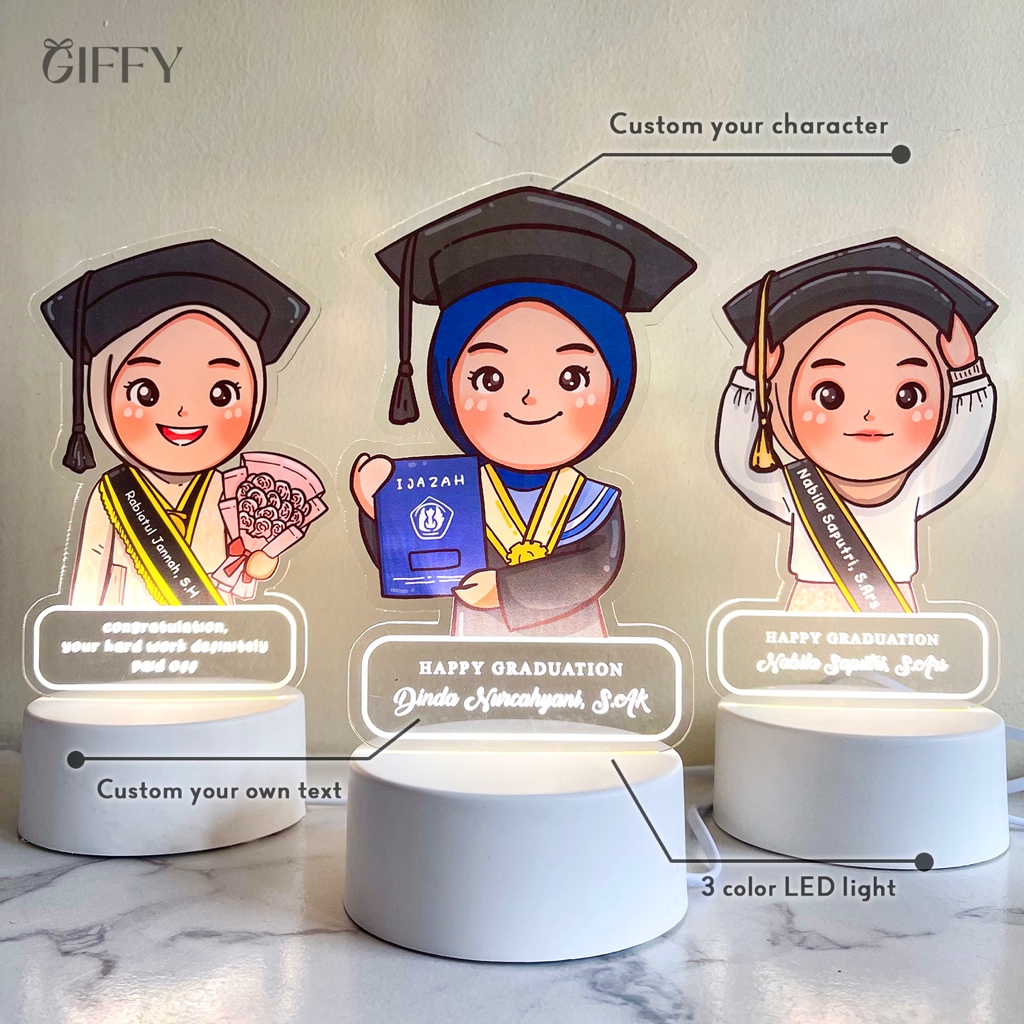 Jual [GIFFY] Joy Lamp - Kado Hadiah Graduation Lampu Acrylic Custom ...
