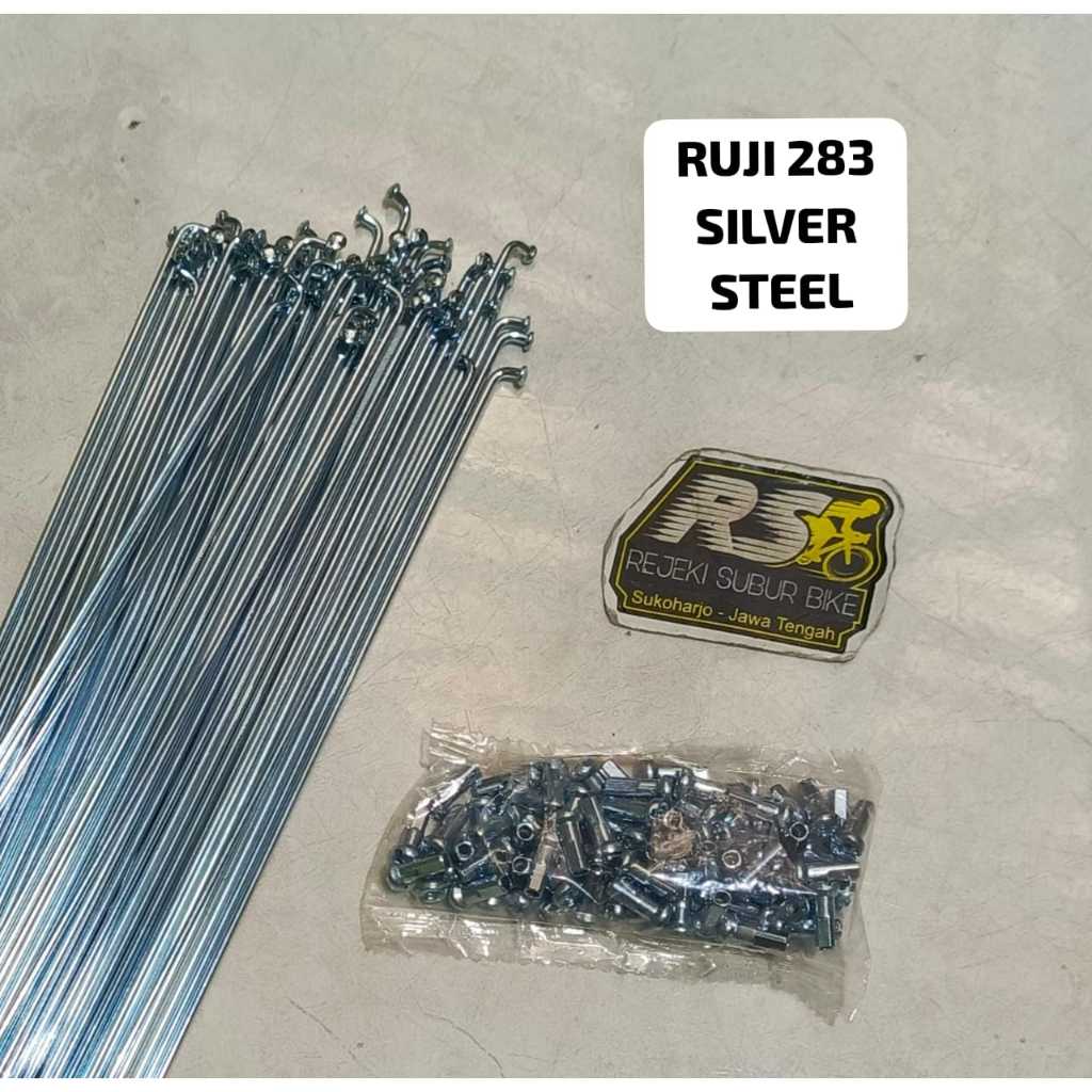 Jual ruji sepeda 283 mm putih dan silver steel spokes roadbike fixie ...