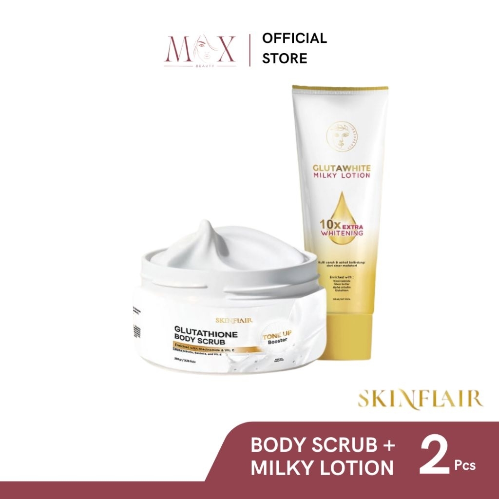Jual SKINFLAIR - Glutawhite Milky Lotion & Glutathion Body Scrub Tone ...