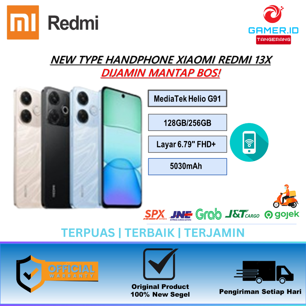 Jual NEW TYPE HANDPHONE XIAOMI REDMI 13X 8GB 128GB/8GB 256GB GRNSI ...
