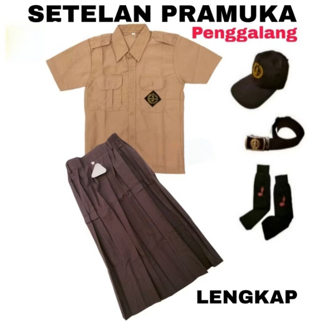 Jual Baju Setelan Seragam Pramuka Penggalang lengkap Anak SD-SMP Cewek | Setelan Pramuka ...