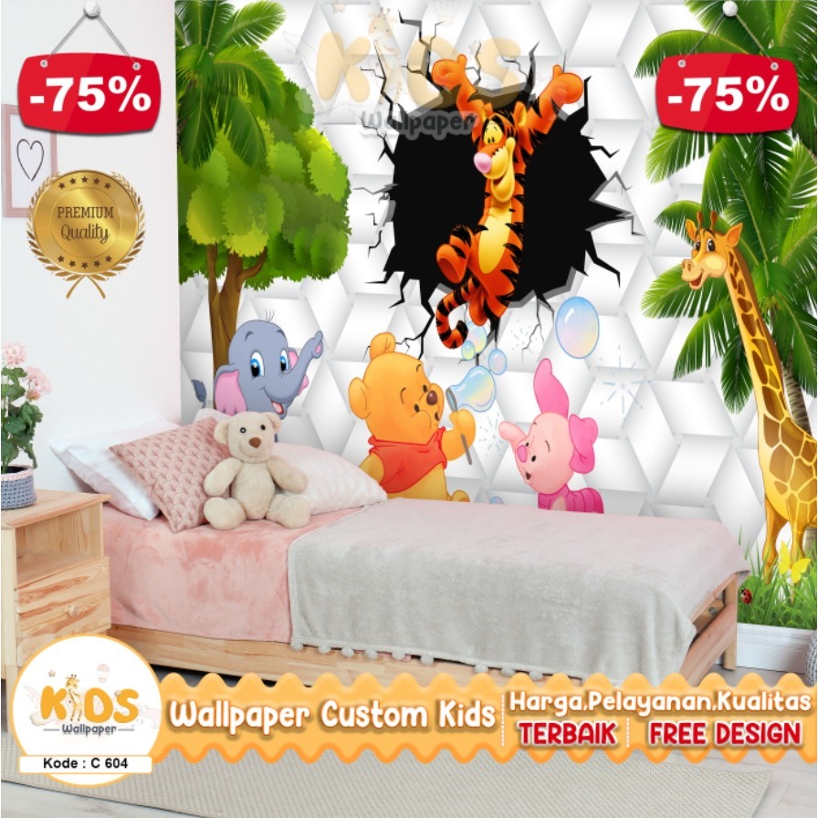 Jual Wallpaper Dinding Custom 3D Tema Winnie the pooh | Animasi Hewan ...
