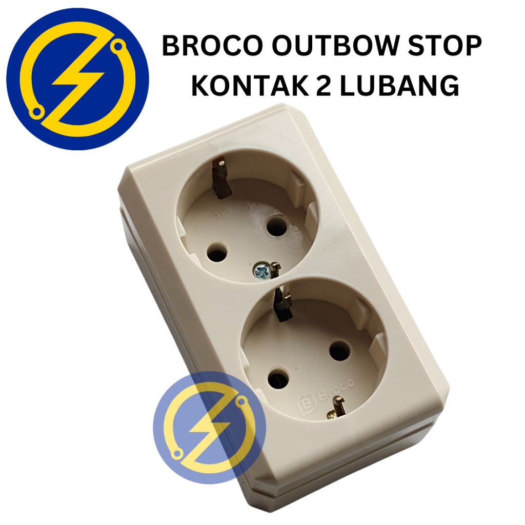 Jual BROCO OB OUTBOW STOP KONTAK 2 LUBANG CREAM | Shopee Indonesia