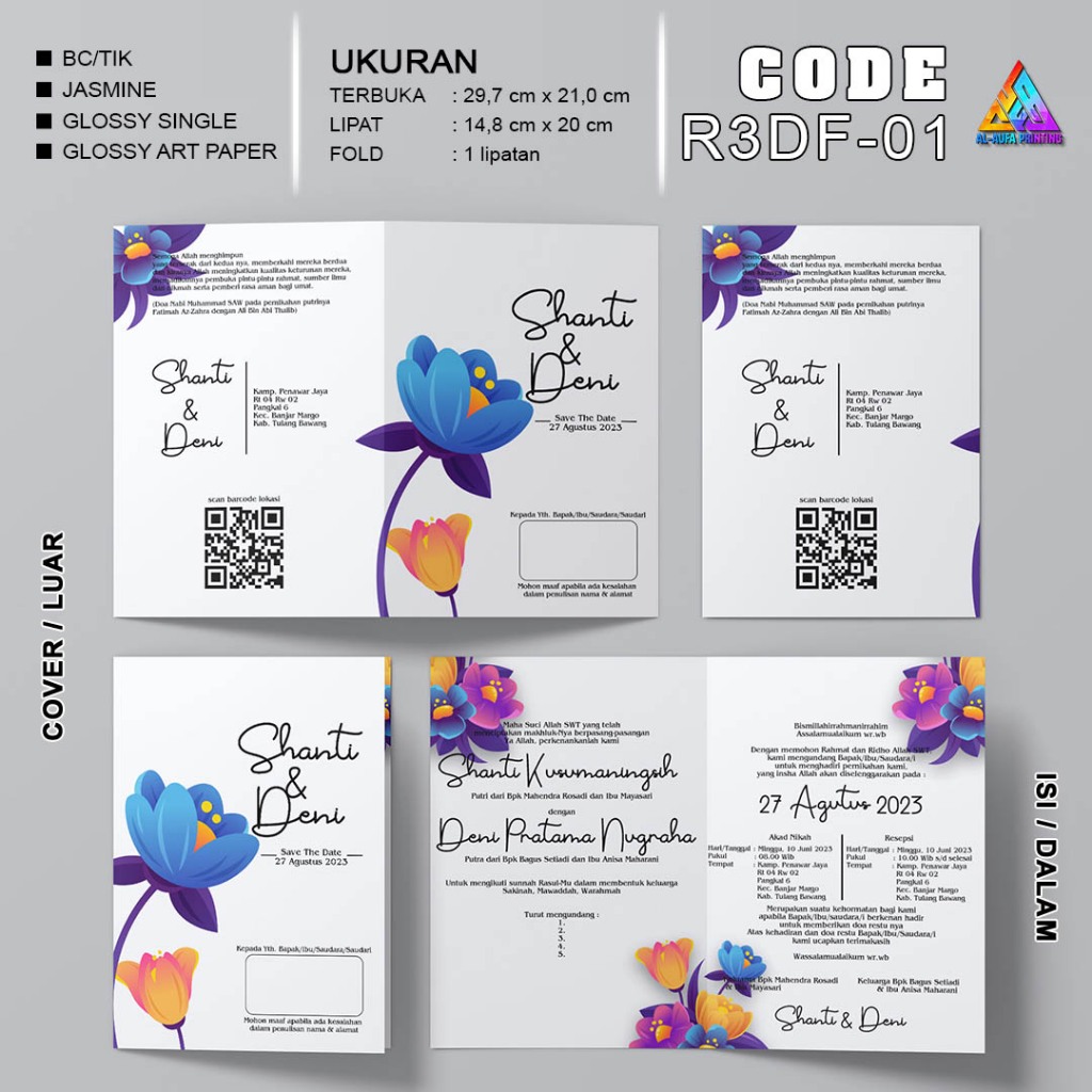 Jual RUSTIK 3D FLOWER Undangan Pengantin Resepsi Akad nikah code R3DF ...