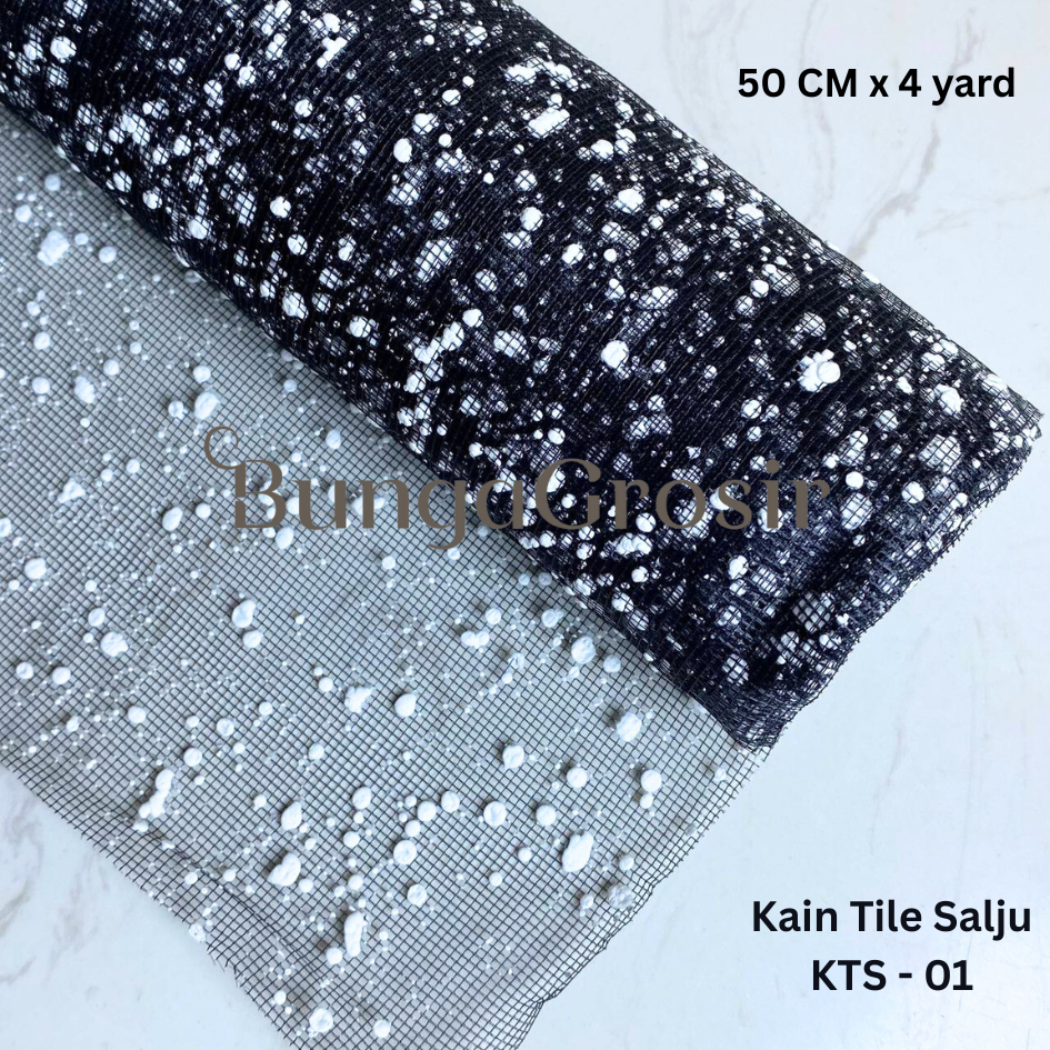 Jual [1 ROLL] Kain Tile Salju Flower Mesh 4 Yard Wrapping Paper Polynet ...
