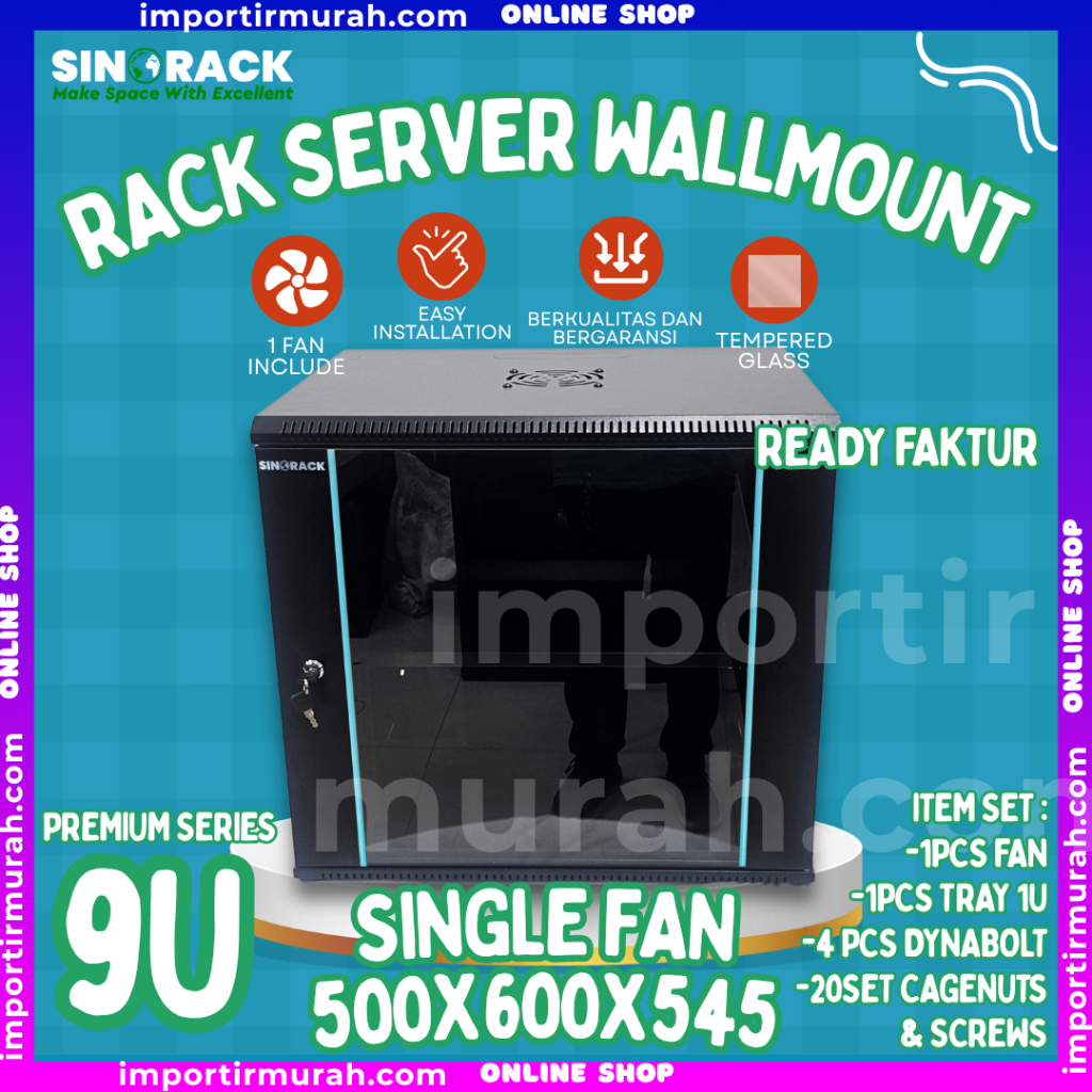 Jual WALL MOUNT 9U RACK SERVER KABINET Single Fan Rak Jaringan ...