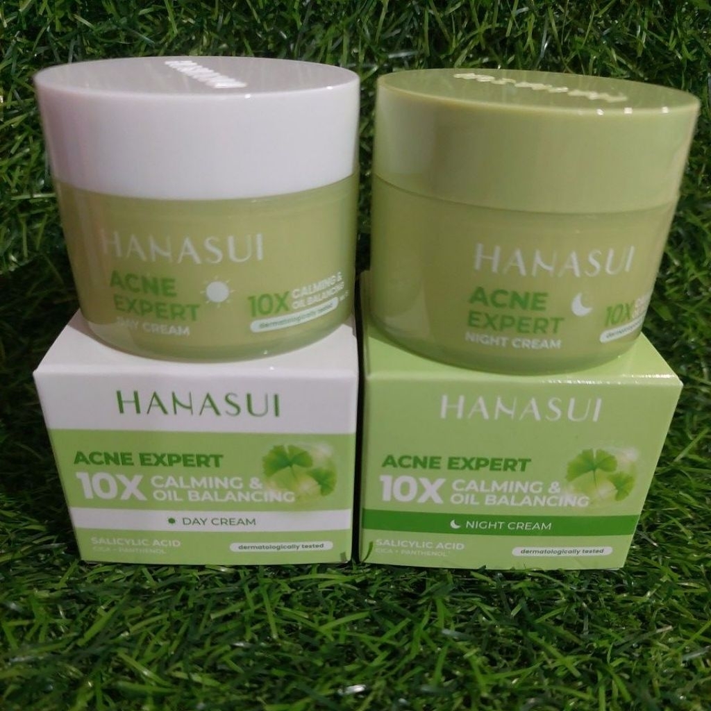 Jual [ 2 PRODUK] HANASUI ACNE EXPERT DAY & NIGHT CREAM (HIJAU)/ HANASUI ...