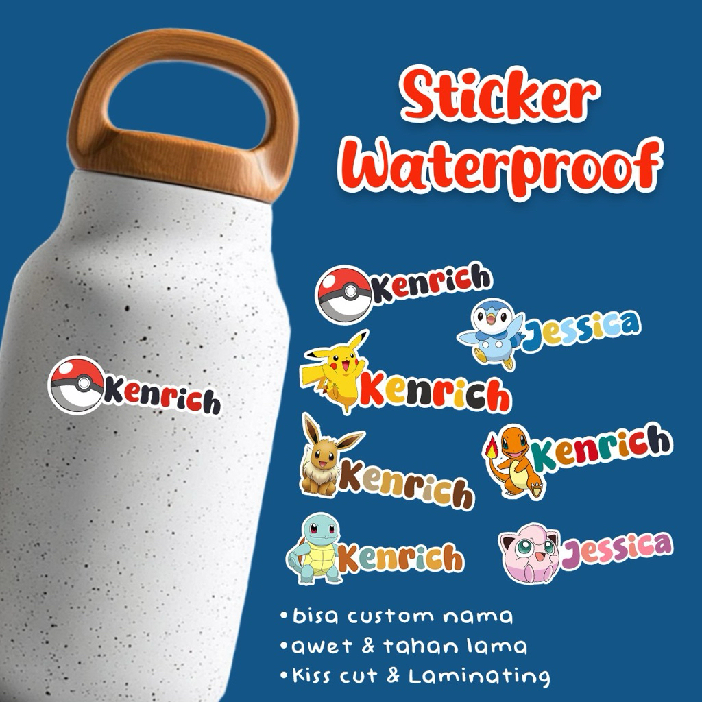 Jual PROSES CEPAT - Stiker Label Nama karakter Custom / Waterproof ...