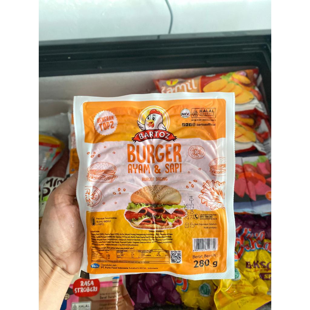 Jual (KHUSUS PULAU JAWA) (isi 20) BARTOZ BURGER AYAM & SAPI 280gr ...