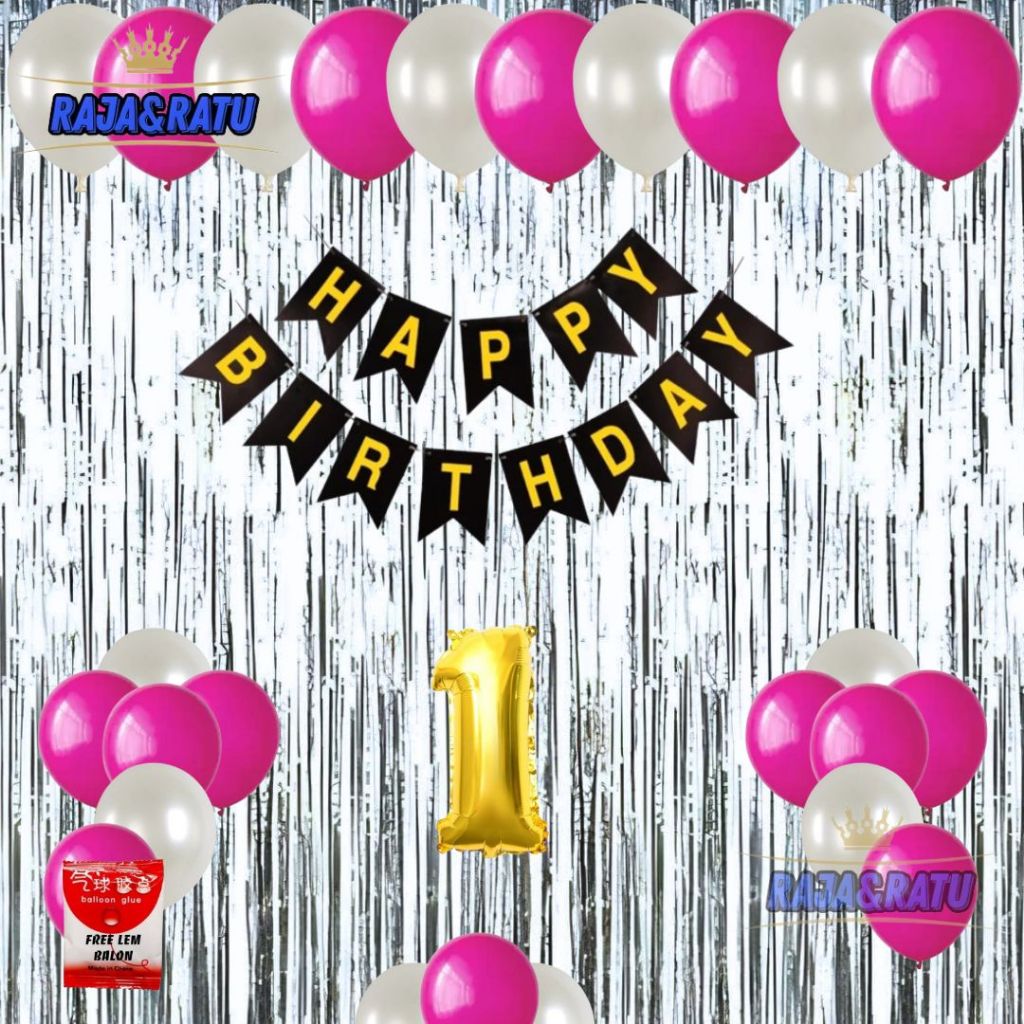 Jual Set Dekorasi Pesta Ulang Tahun Anak Banner Happy Birthday Balon ...
