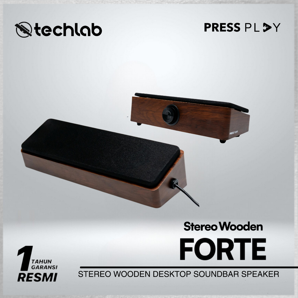 Jual Press Play FORTE Stereo Wooden Speaker Desktop Soundbar / Sound ...