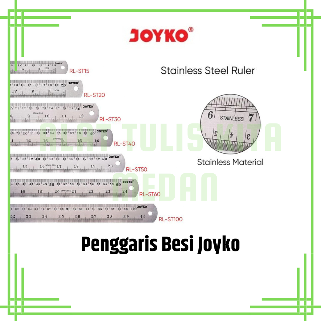 Jual (1 Pcs) Penggaris Besi Joyko 15cm 20cm 30cm / Rol Besi / Garisan ...