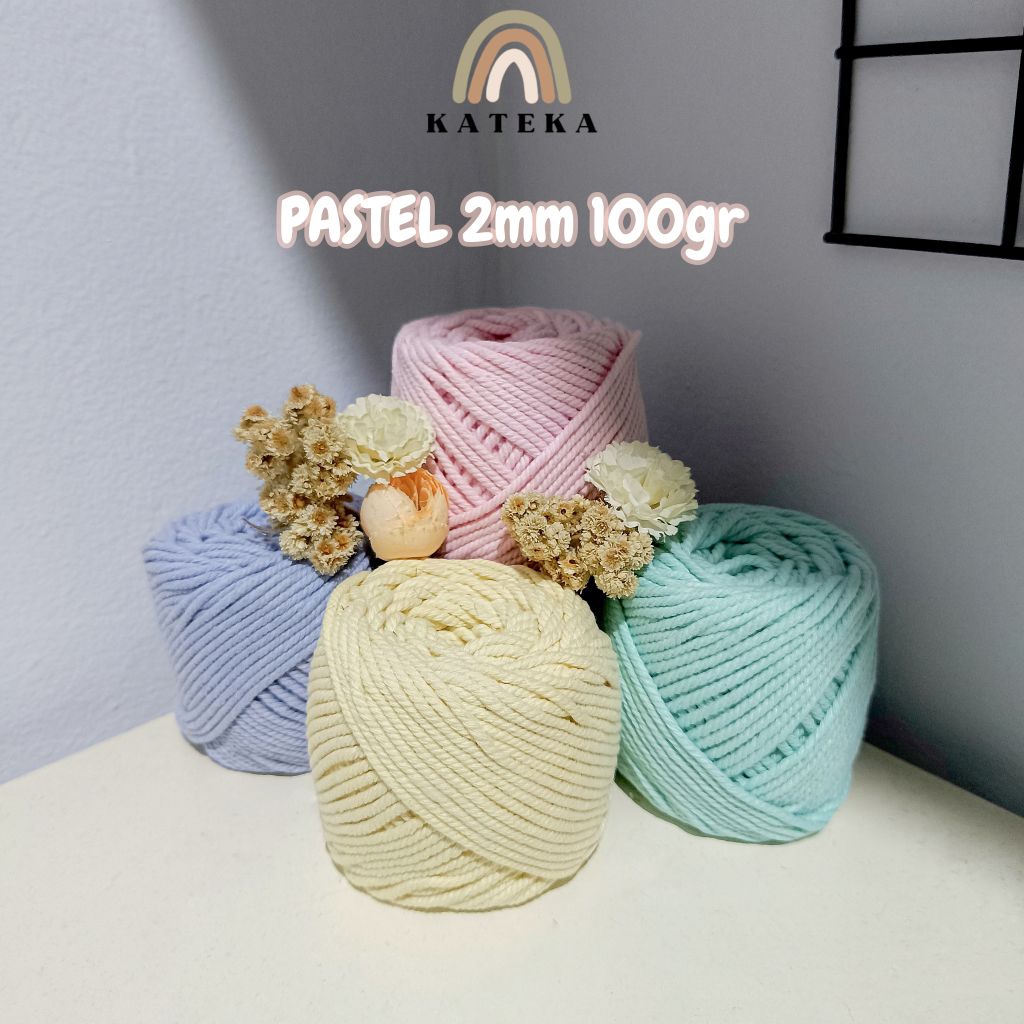 Jual Tali Katun Macrame Pastel 2mm - 100gr | Tali Rajut DIY Handmade ...