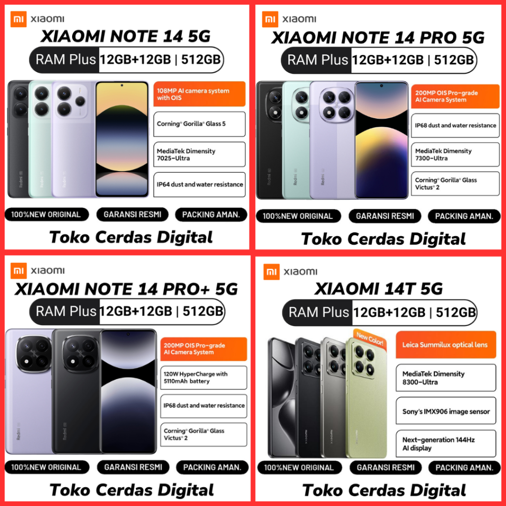 Jual XIAOMI 2025 | NOTE 14 Series Pro + 5G | Redmi 15C | A5 4G | 13 | NOTE 14 PRO | NOTE14PRO ...