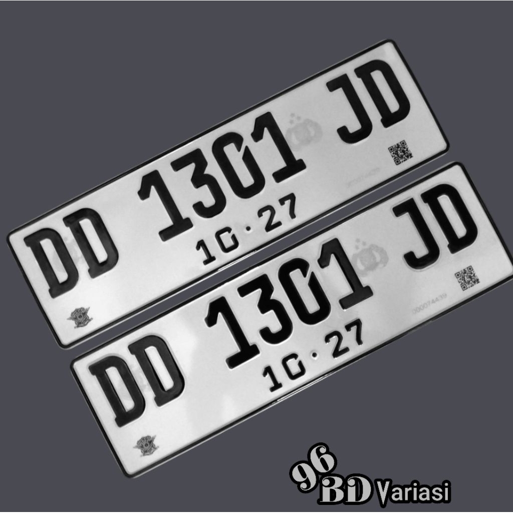 Jual plat mobil reflektor barcode scanner font terbaru warna putih ...