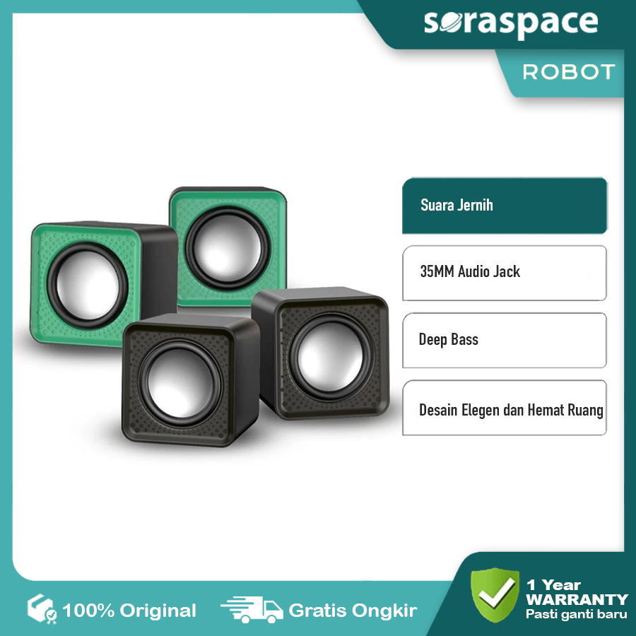 Jual ROBOT Speaker Komputer RS260 Deep Bass 35mm Audio Usb Jack ...