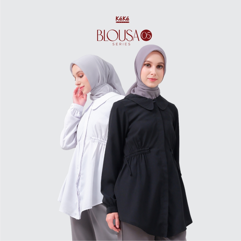 Jual Blouse Kemeja Wanita Basic Lengan Panjang Blus Wanita Hitam Putih ...