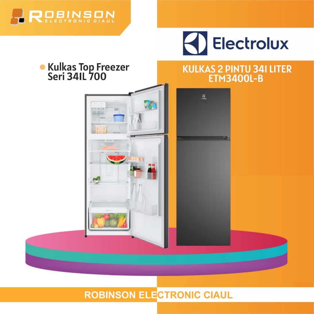 Jual Kulkas Electrolux Top Freezer Seri 341L 700 ETM3400L-B | Shopee ...