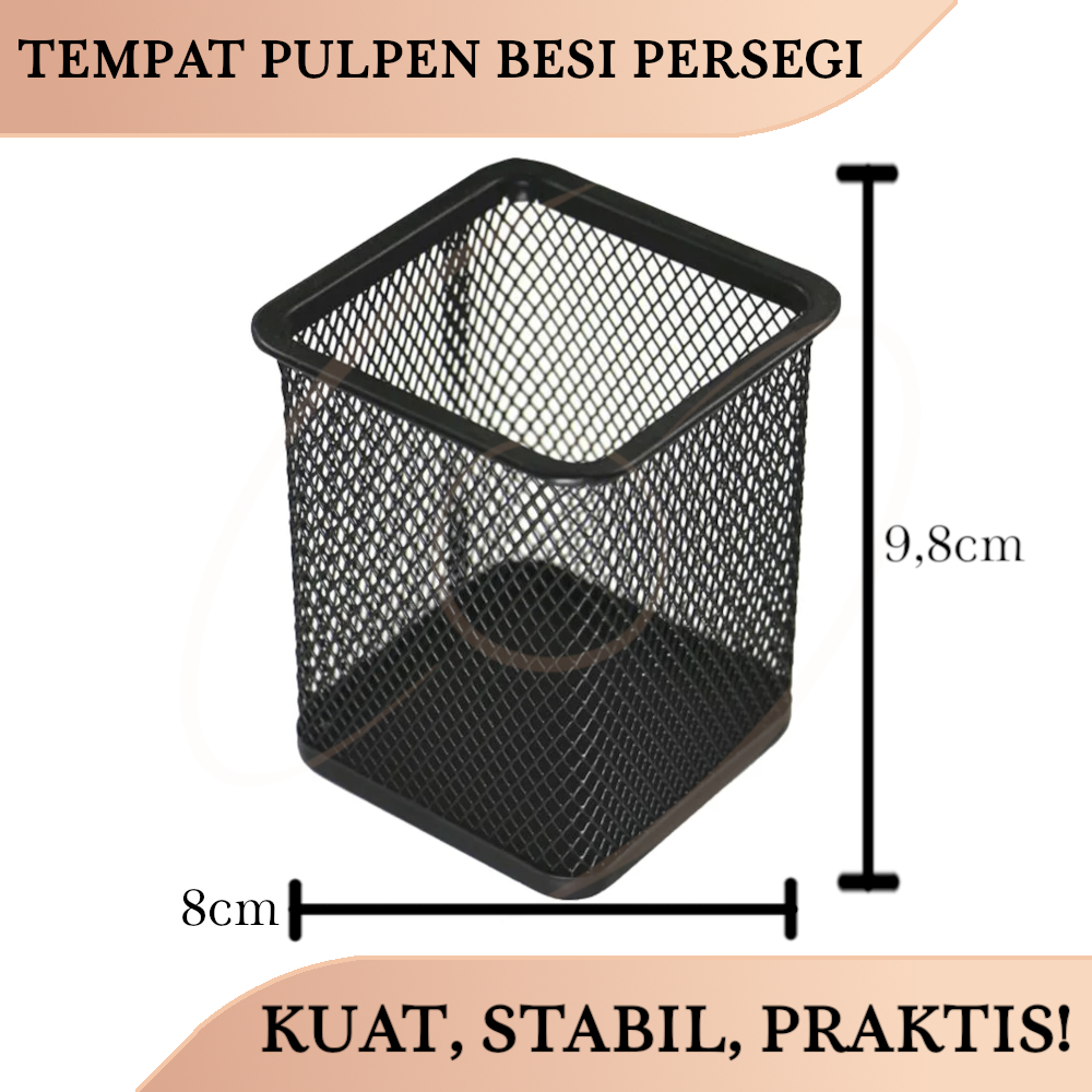 Jual Tempat Pulpen Pensil Persegi Jaring Besi / Square Steel Mesh Pen ...