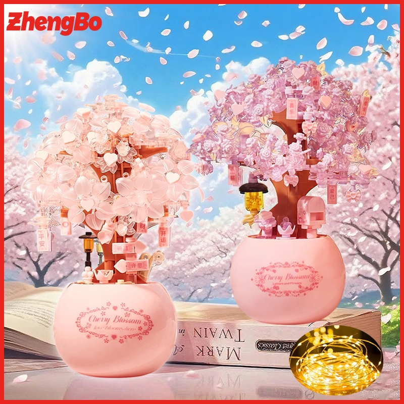 Jual ZhengBo (Vas+Lampu) Mainan Brick Bunga Sakura Seri Keabadian yang ...