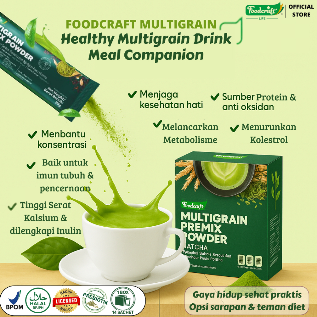 Jual 【EXCLUSIVE】 Foodcraft Multigrain Premix Powder Matcha Cereal Diet ...