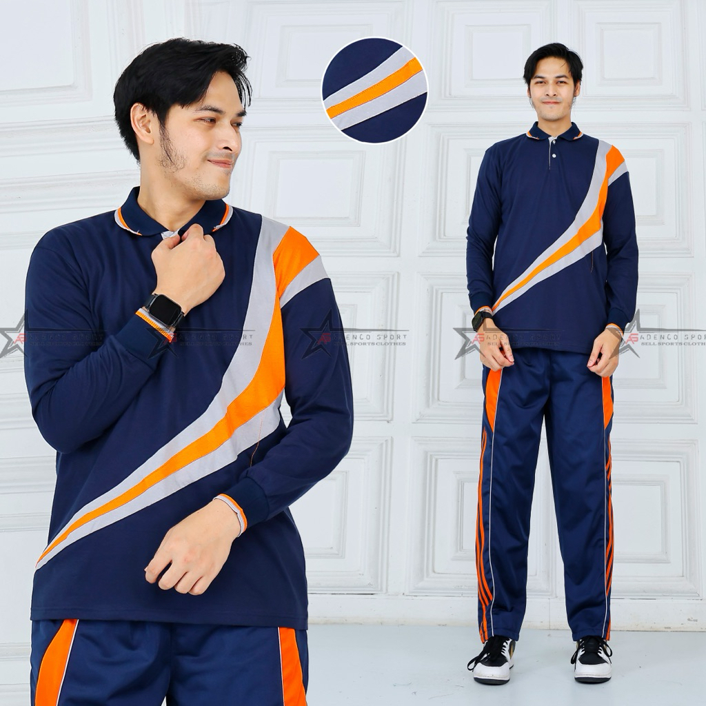 Jual Setelan Baju Olahraga Senam Pria Lengan Panjang / Seragam Kaos ...