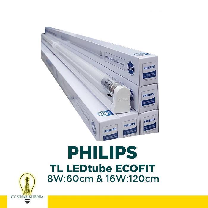 Jual LAMPU PHILIPS TL ECOFIT 8W 16W PUTIH LED TUBE BATTEN + Kap 1 set 60cm 120cm - 8W + KAP 60CM ...