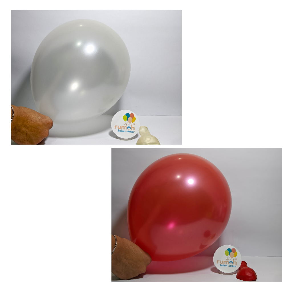 Jual [10 PCS] BALON LATEX METALIK MERAH PUTIH 12 INCH PER PAK ISI 10 ...