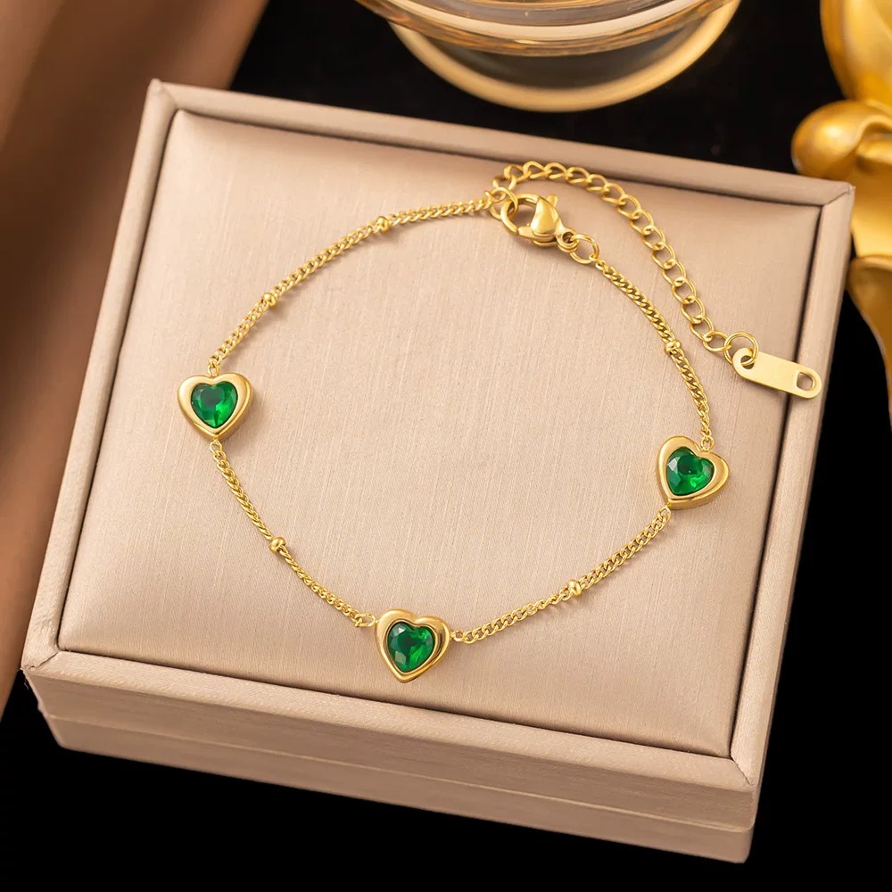 Jual COD Gelang Wanita Permata Hati Simple Lapis Emas Gelang Titanium ...