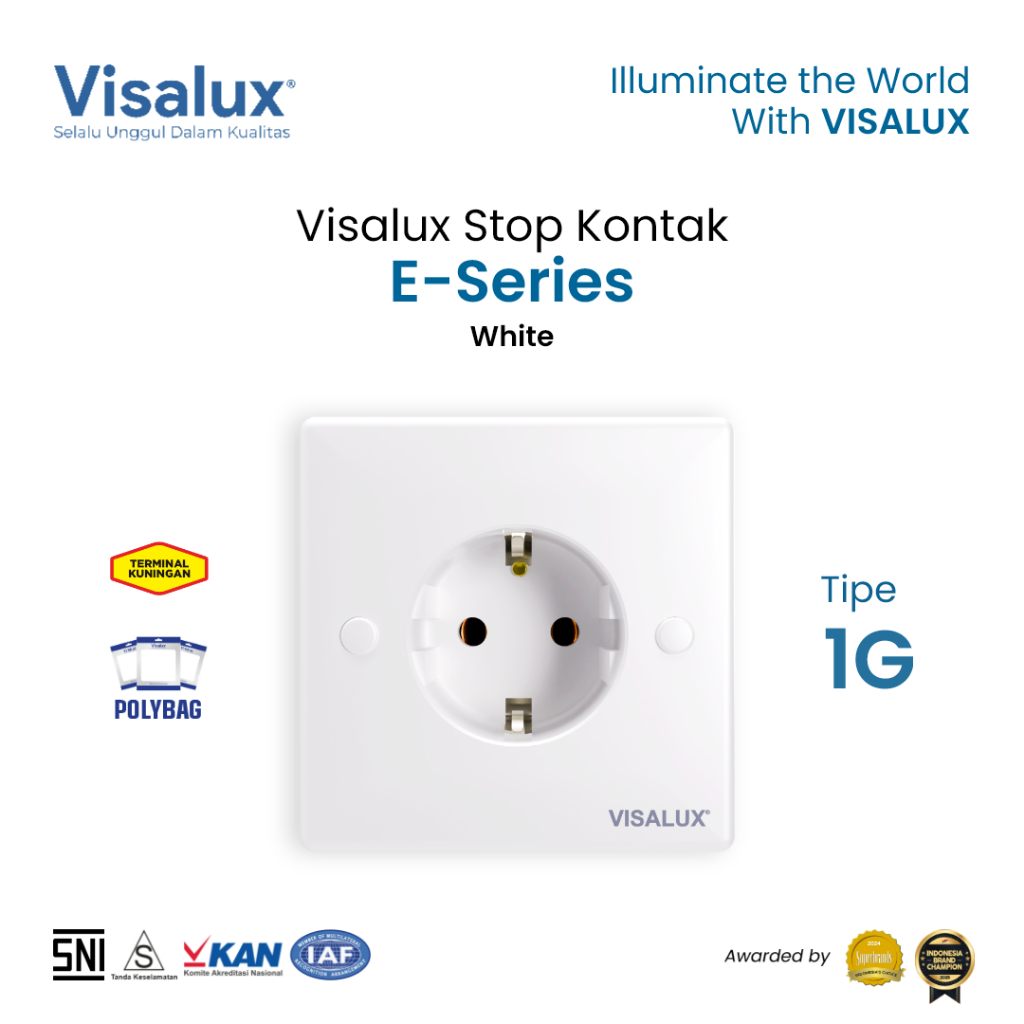 Jual Visalux Stop Kontak E-Series - 1G White / Stop Kontak Premium ...