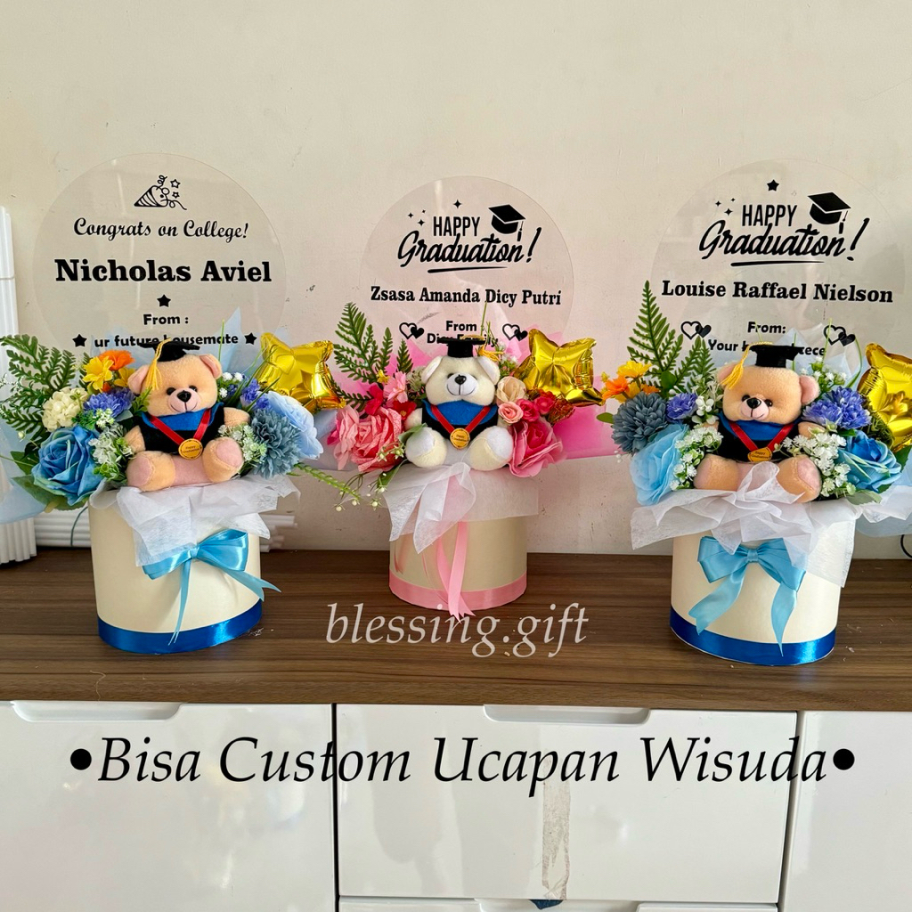 Jual [Ready Stok] Buket Wisuda Bloom Box Akrilik Graduation bunga papan ...