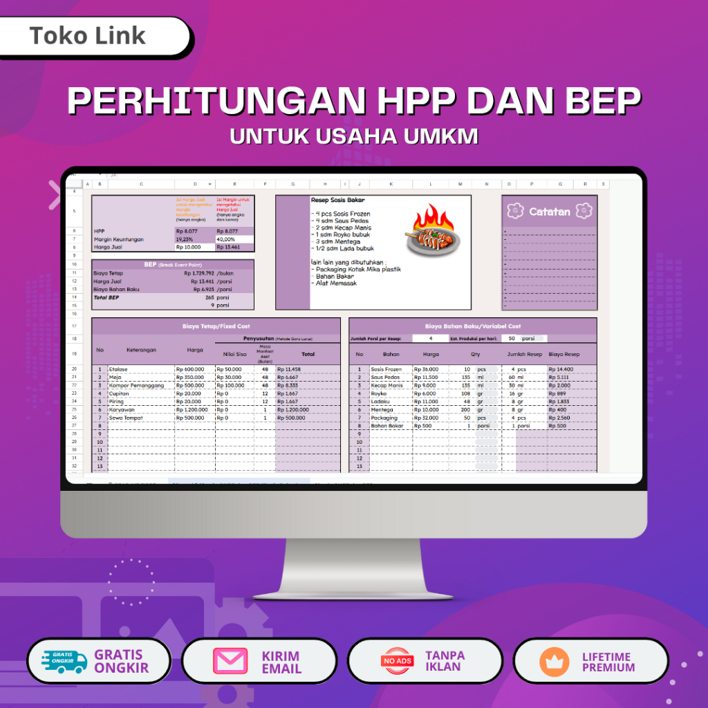 Jual Perhitungan HPP dan BEP untuk Usaha UMKM Terbaru Excel | Shopee ...