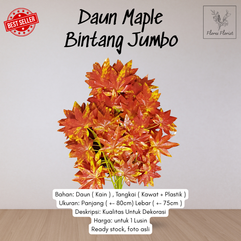 Jual Daun Maple Bintang Jumbo Plastik Palsu Artificial 12 Pcs 1 Lusin ...