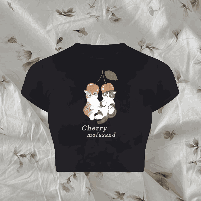 Jual mofusand cherry baby tee coquette cat cute soft aesthetic uniqlo ...