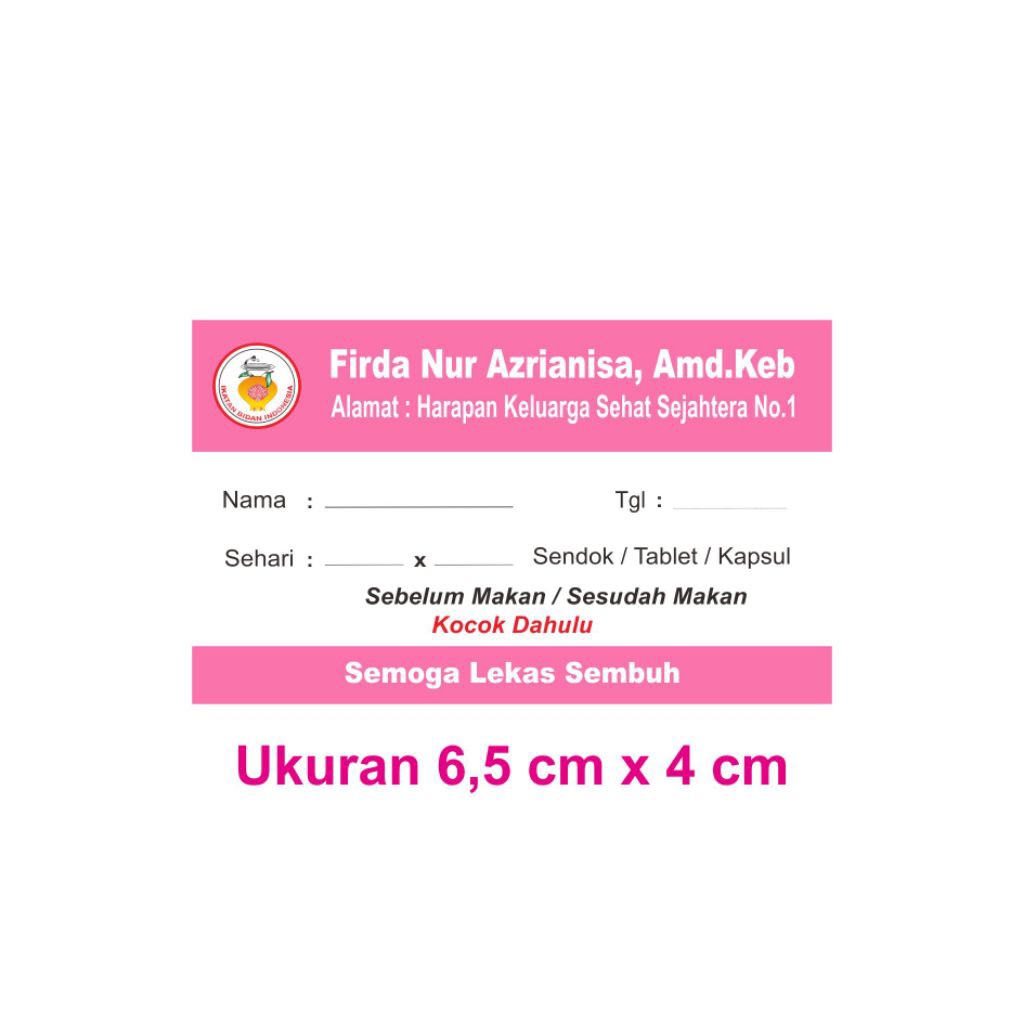Jual Etiket Obat Custom (Nama/Tulisan) isi 50 pcs | Shopee Indonesia