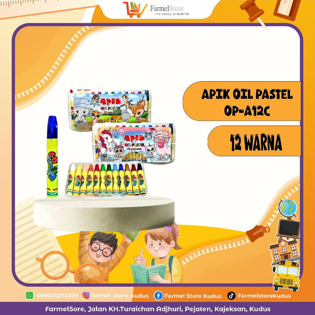 Jual Apik Crayon Oil Pastel (Isi 12 Warna) | Shopee Indonesia