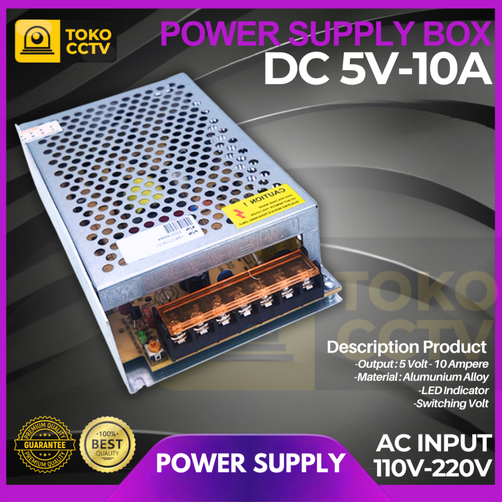 Jual Power Supply 5V 10A Switching Jaring 10 Ampere 5 Volt DC | Shopee ...