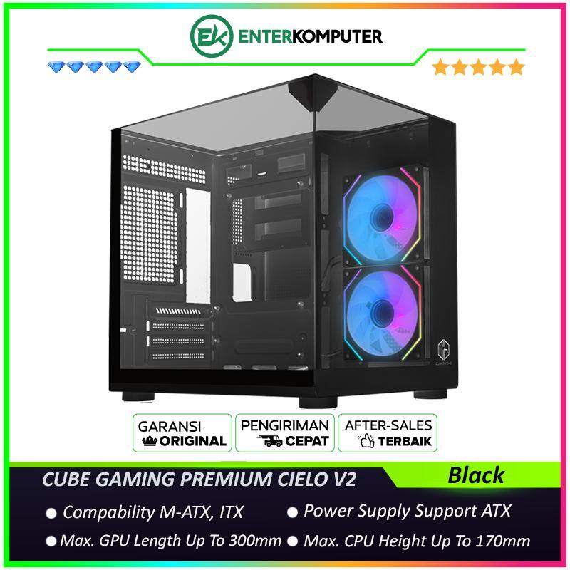 Jual CUBE GAMING PREMIUM CIELO V2 BLACK - mATX Gaming Case - Front-Top & Left Side Tempered ...