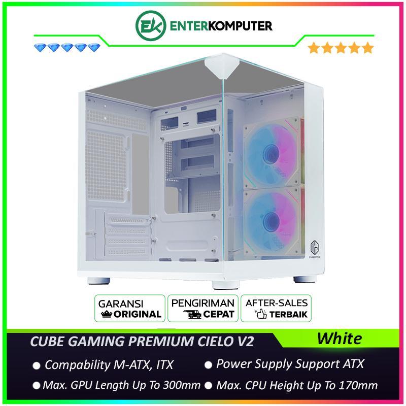 Jual CUBE GAMING PREMIUM CIELO V2 WHITE - mATX Gaming Case - All White Inside - Front-Top & Left ...