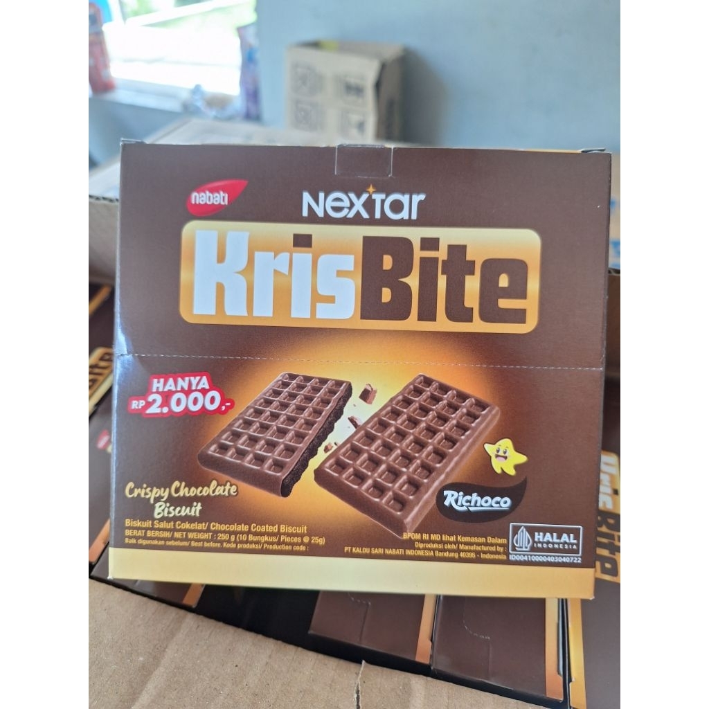 Jual Nabati KrisBite Crispy Chocolate Biscuit (1box isi 10 bungkus ...