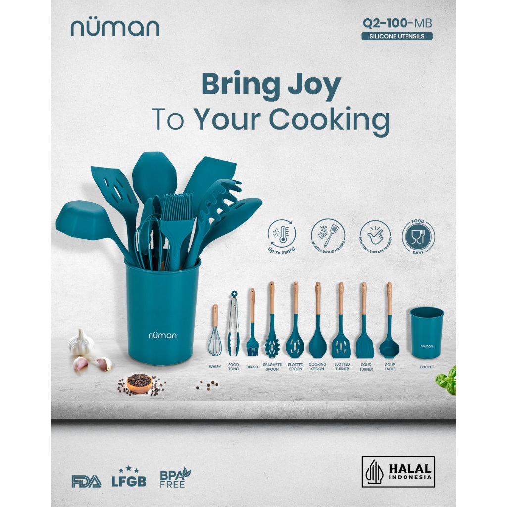 Jual NEW LAUNCH - NUMAN SILICONE KITCHEN UTENSILS 10'S SET MOSAIC BLUE ...